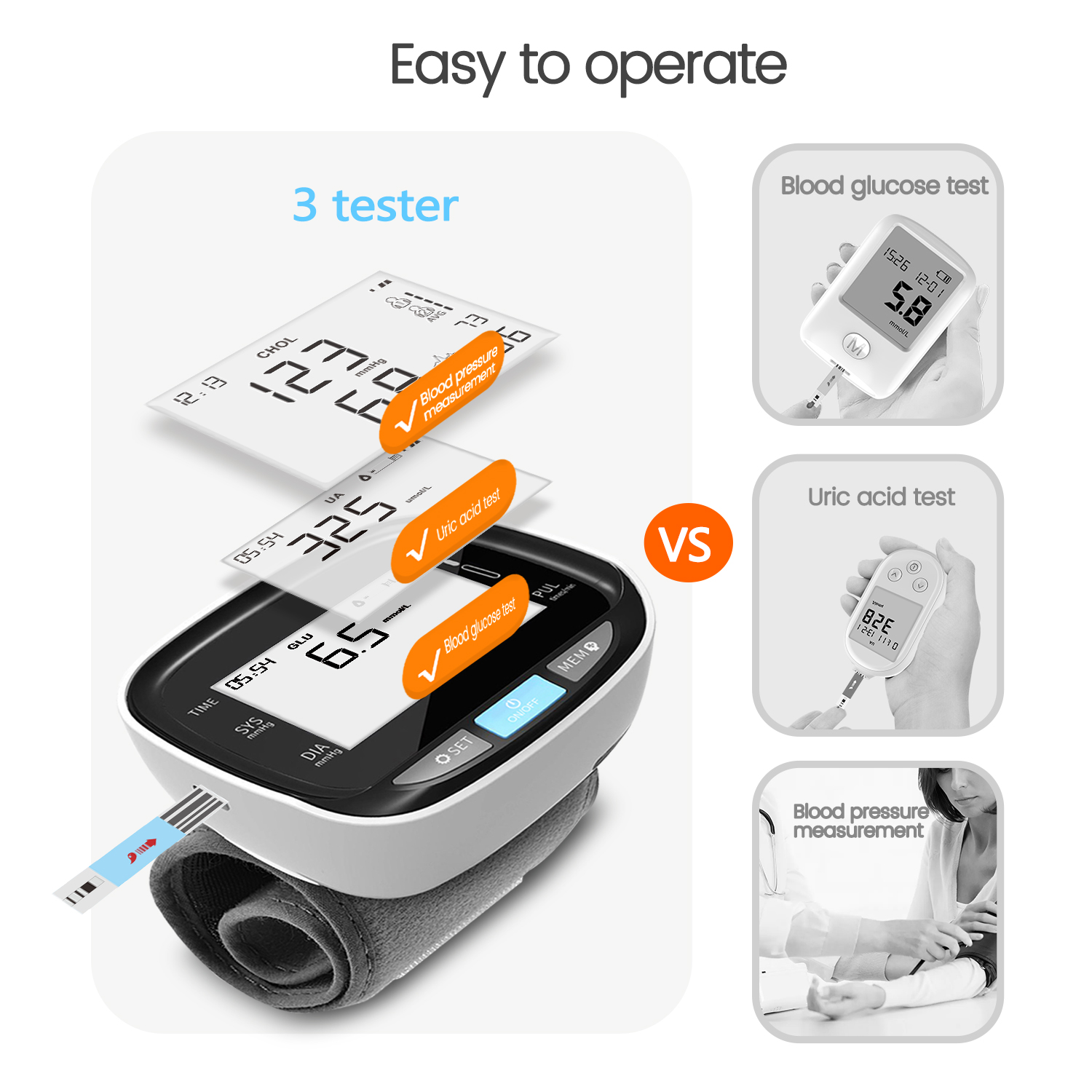 Ultimate 3-in-1 Precision Health Guardian (Blood Sugar, Blood Pressure ...