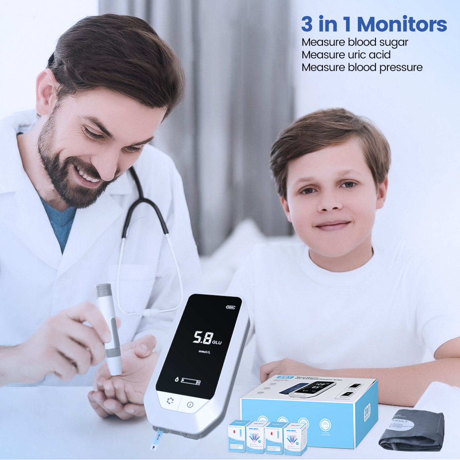 Supreme 3-in-1 Precision Health Master (Blood Sugar, Uric Acid & Blood ...